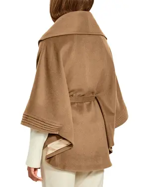 Sentaler Belted Shawl Collar Cape Coat - Dark Camel