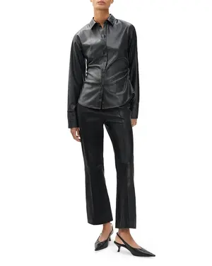 Rag & Bone Irina Leather Kick Flare Pants - Black