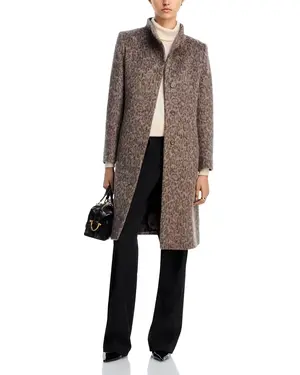 Cinzia Rocca Printed Stand Collar Long Coat