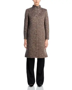 Cinzia Rocca Printed Stand Collar Long Coat