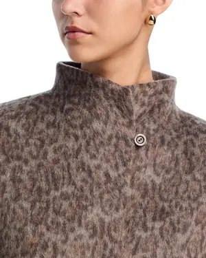 Cinzia Rocca Printed Stand Collar Long Coat