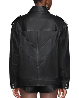 Avec Les Filles Genuine Leather Aviator Jacket