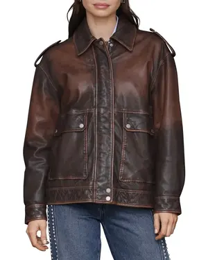 Avec Les Filles Genuine Leather Aviator Jacket