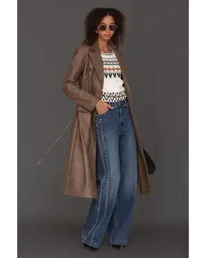 Avec Les Filles Faux-ever Leather Trench Coat