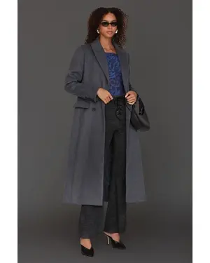Avec Les Filles Tailored Double Breasted Coat - Grey