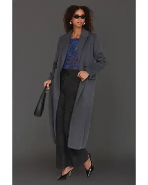 Avec Les Filles Tailored Double Breasted Coat - Grey