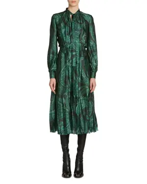 Etro Printed Tie Neck Midi Dress
