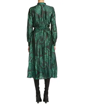 Etro Printed Tie Neck Midi Dress