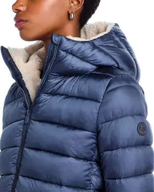 SAVE THE DUCK Faux Shearling Hooded Puffer Jacket