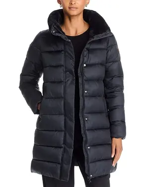 SAVE THE DUCK Dalea Faux Fur Trim Puffer Coat - Black