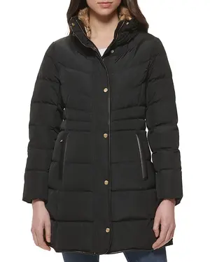 Cole Haan Quilted Coat With Hidden Hood
