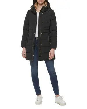 Cole Haan Quilted Coat With Hidden Hood