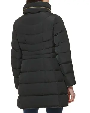 Cole Haan Quilted Coat With Hidden Hood
