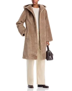 Bernardo Hooded Sherpa Coat - Taupe