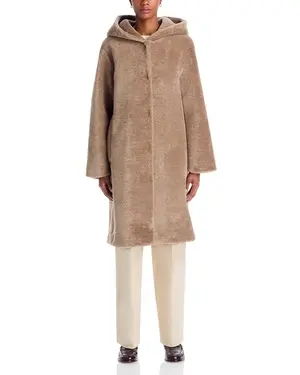 Bernardo Hooded Sherpa Coat - Taupe