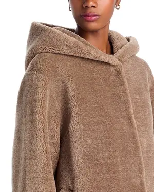 Bernardo Hooded Sherpa Coat - Taupe