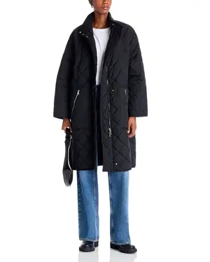 Bernardo Quilted Woven Coat