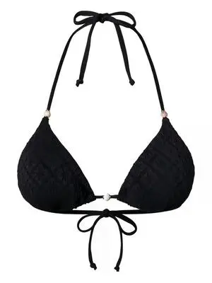 TWINSET Broderie Anglaise Triangle Bikini Top - Black