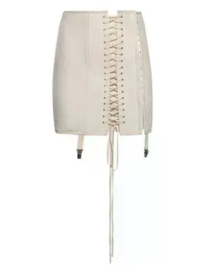 ANGELICA MONTINI Lace-up Corset Mini Skirt - White