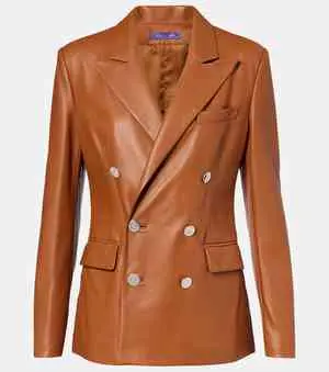Ralph Lauren Camden Double-breasted Leather Blazer