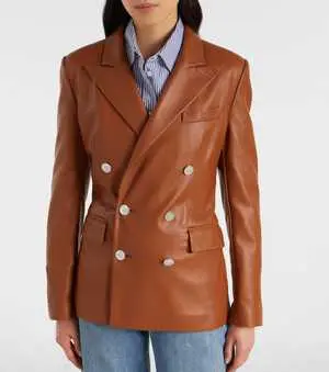 Ralph Lauren Camden Double-breasted Leather Blazer