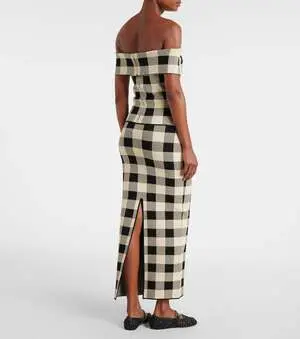 Posse Pippa Checked Off-shoulder Top - Multicoloured