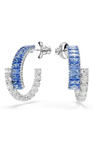 SWAROVSKI Matrix Hoop Earrings - Blue/silver