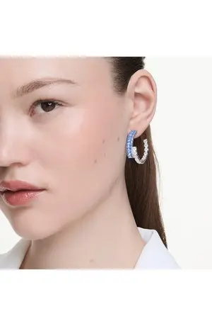 SWAROVSKI Matrix Hoop Earrings - Blue/silver