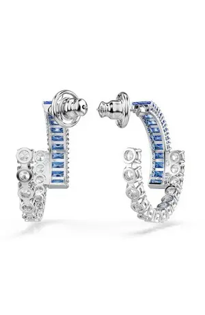 SWAROVSKI Matrix Hoop Earrings - Blue/silver