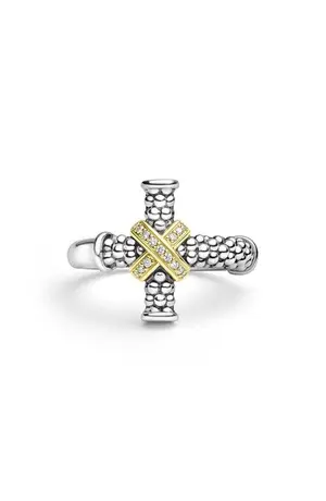 Lagos Anthem Two-tone Diamond Cross Ring