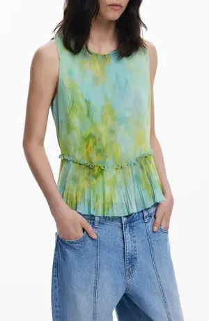 Desigual Pleated Sleeveless Peplum Top