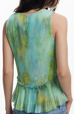 Desigual Pleated Sleeveless Peplum Top