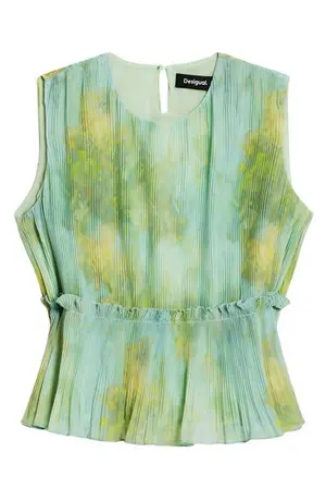 Desigual Pleated Sleeveless Peplum Top