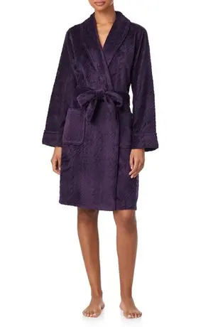Ralph Lauren Fleece Monogram Robe - Aubergine