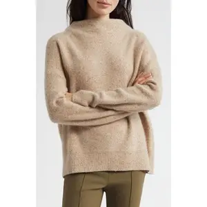 Vince Donegal Funnel Neck Cashmere Sweater - Heather Oat Donegal