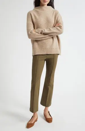Vince Donegal Funnel Neck Cashmere Sweater - Heather Oat Donegal