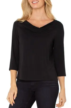 LIVERPOOL Cowl Neck Jersey Top - Black