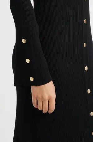 Julia Jordan Collar Long Sleeve Rib Maxi Sweater Dress - Black