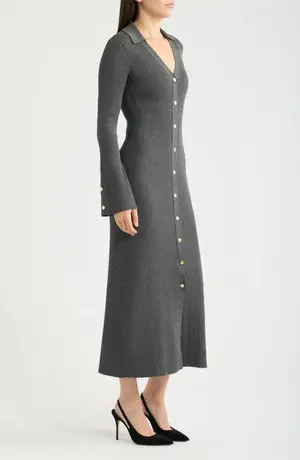 Julia Jordan Collared Ribbed Maxi Sweater Dress