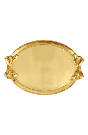 VIETRI Florentine Fow Handle Wood Tray - Gold