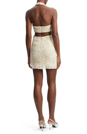 Bardot Arias Open Stitch Halter Minidress