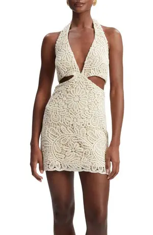 Bardot Arias Open Stitch Halter Minidress