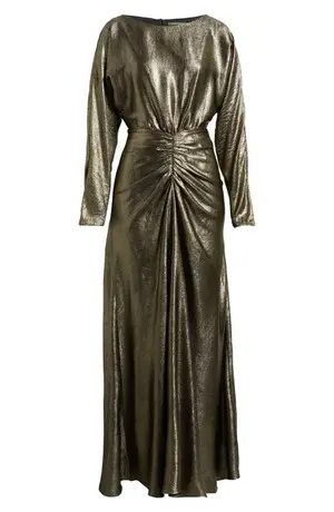 Julia Jordan Metallic Long Sleeve Gown