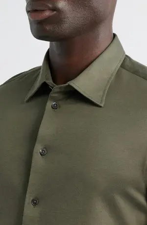 Emporio Armani Solid Cotton Piqué Button-up Shirt