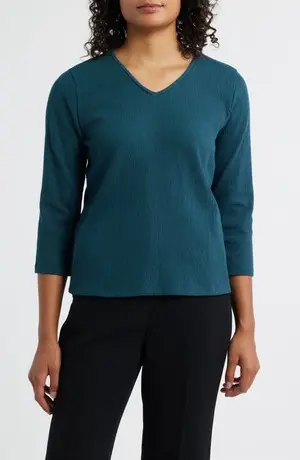 Eileen Fisher V-neck Textured Top