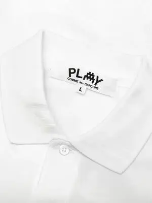 Play Comme Des Garcon X Invader Pixel-heart Embroidered Polo Shirt - White
