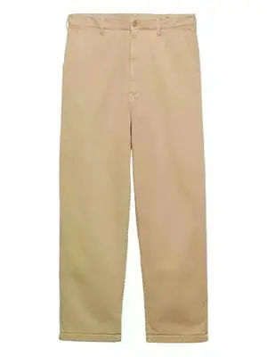 Prada Triangle-logo Cotton Trousers - Neutrals