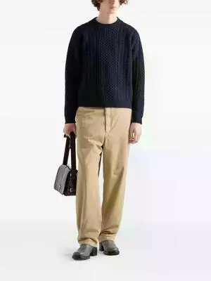 Prada Triangle-logo Cotton Trousers - Neutrals