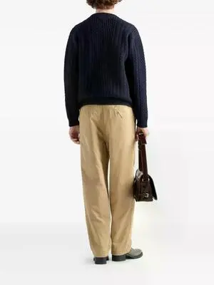 Prada Triangle-logo Cotton Trousers - Neutrals