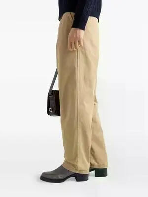 Prada Triangle-logo Cotton Trousers - Neutrals